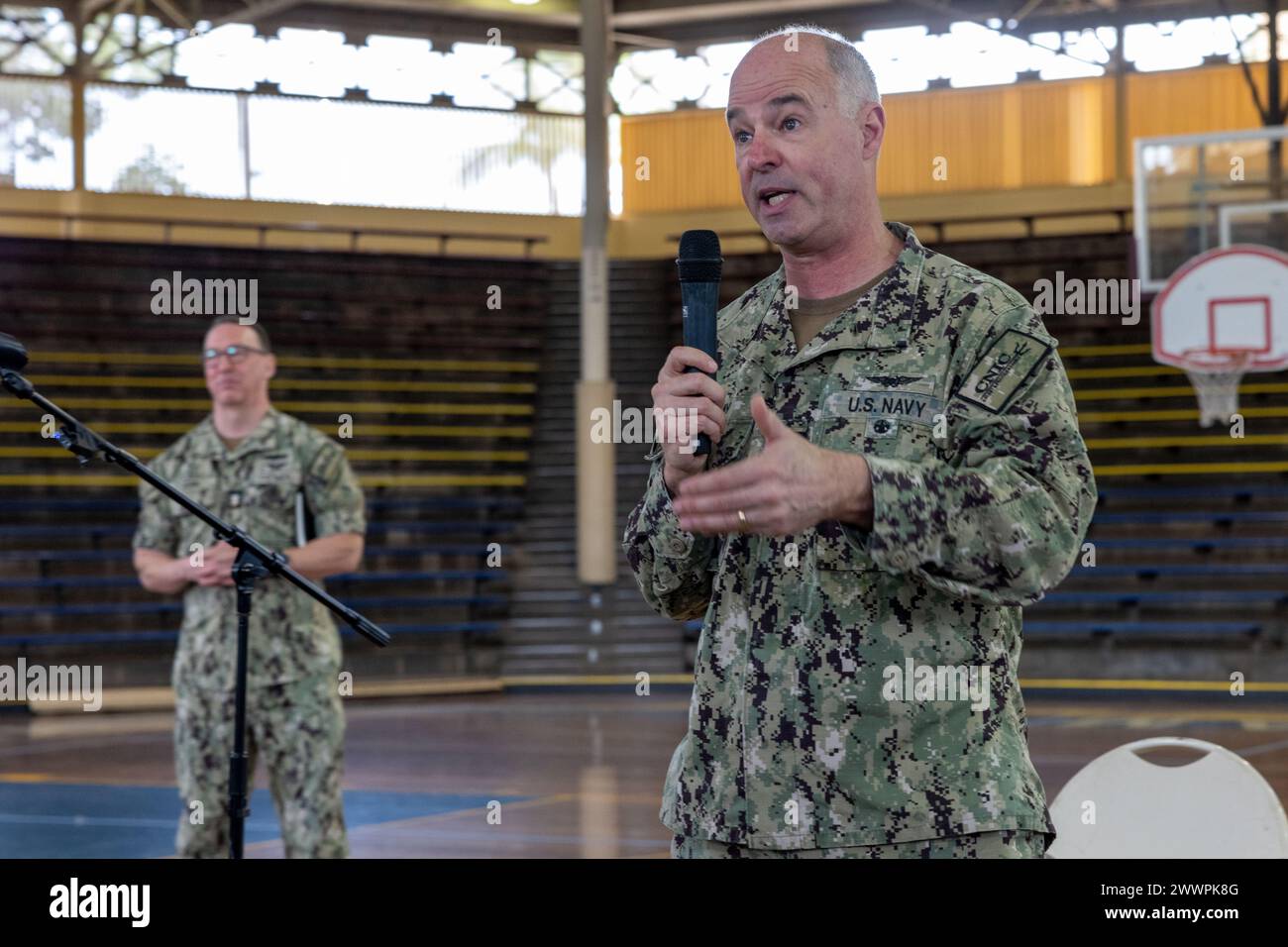 Vice Adm. Scott Gray, commander, Navy Installations Command, addresses ...
