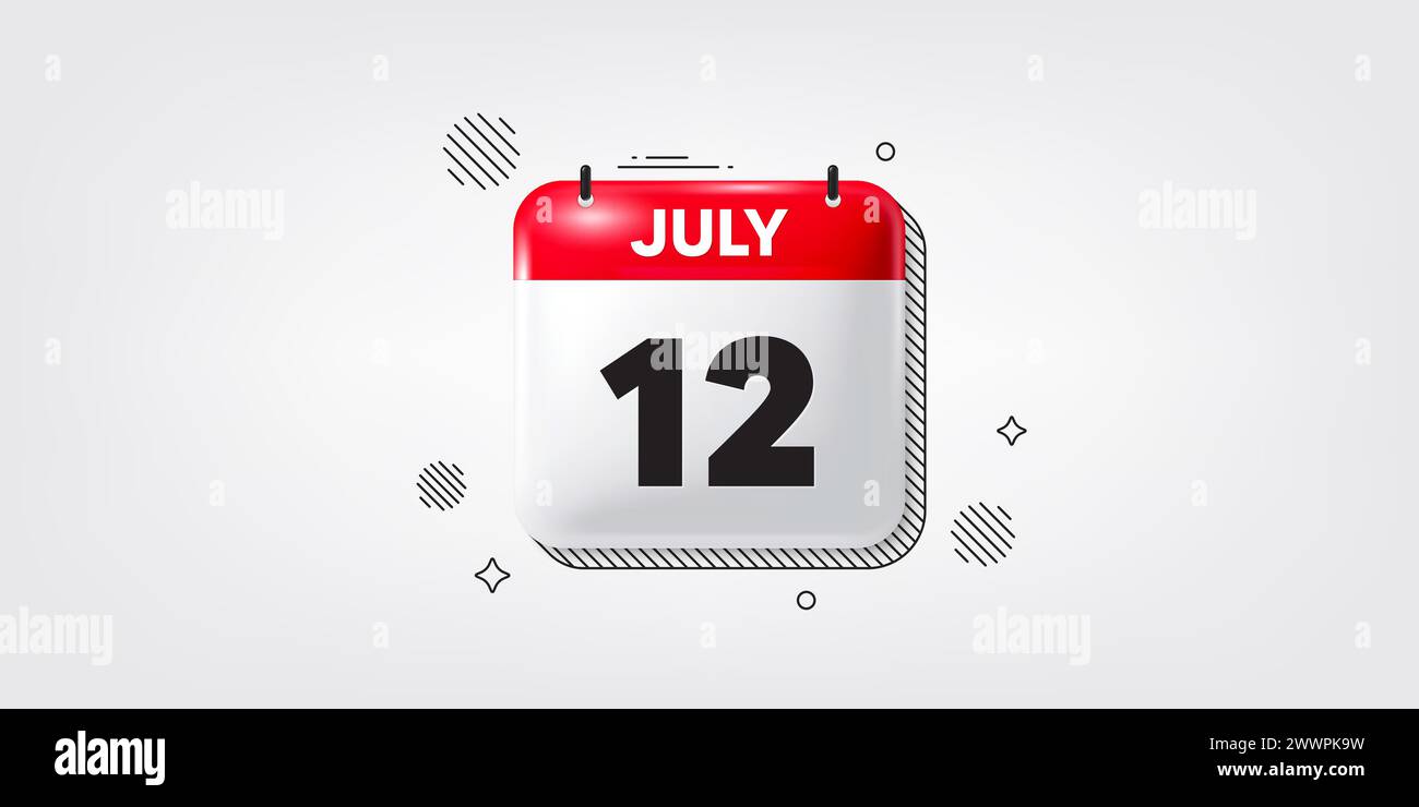 12th day of the month icon. Event schedule date. Calendar date of July ...
