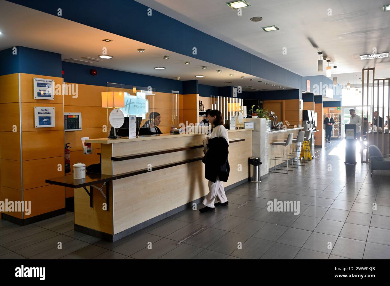 Reception desk at Holiday Inn Airport Express, Malaga, Spain Stock ...