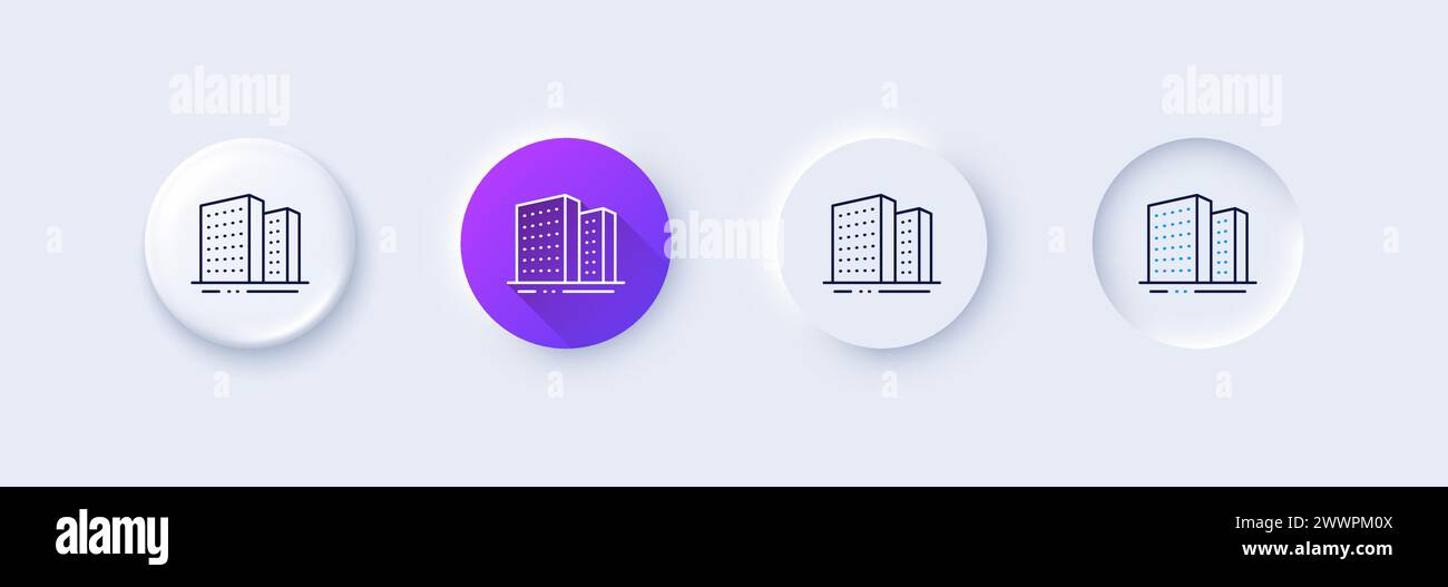 Buildings line icon. City apartments sign. Architecture building. Line ...