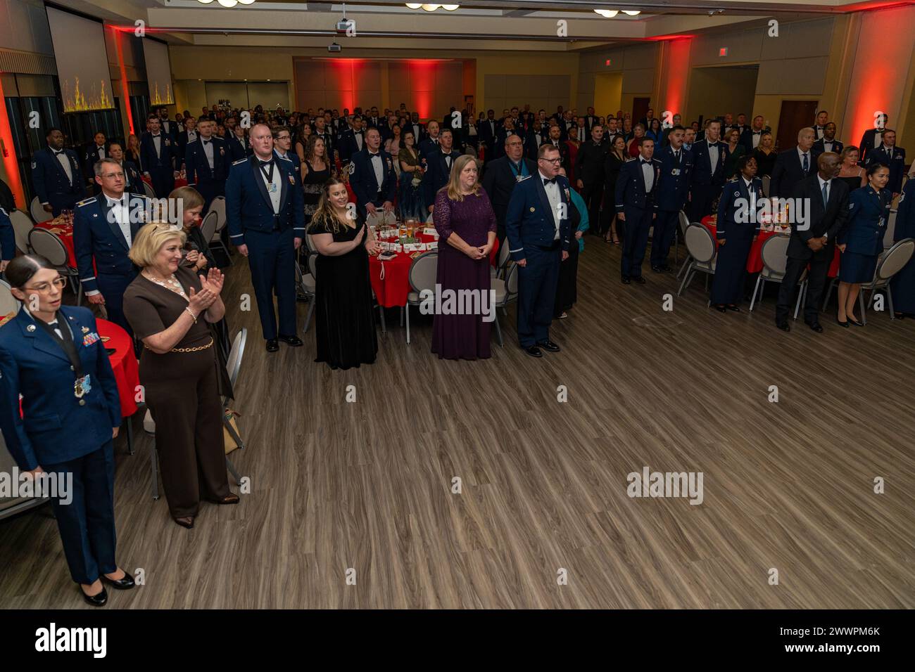 U.S. Airmen with the 81st Training Wing sing the Air Force song during ...