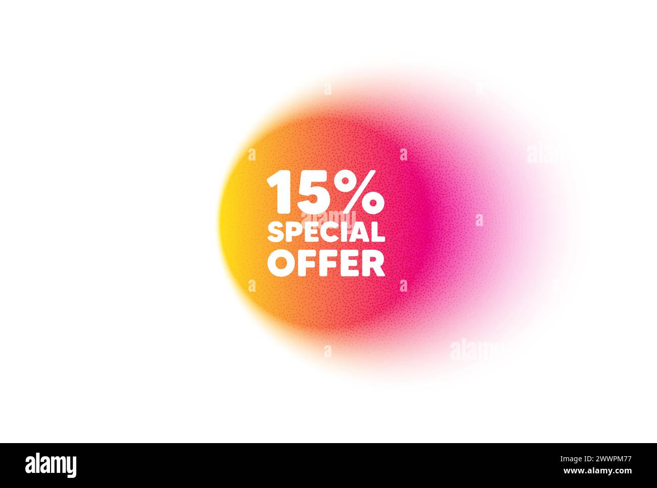 15 percent discount offer. Sale price promo sign. Color gradient circle ...