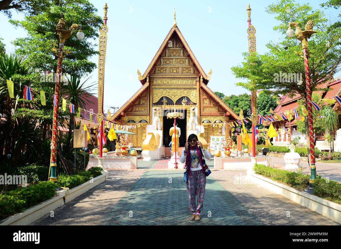 Thai travelers women people travel visit respect praying blessing wish ...