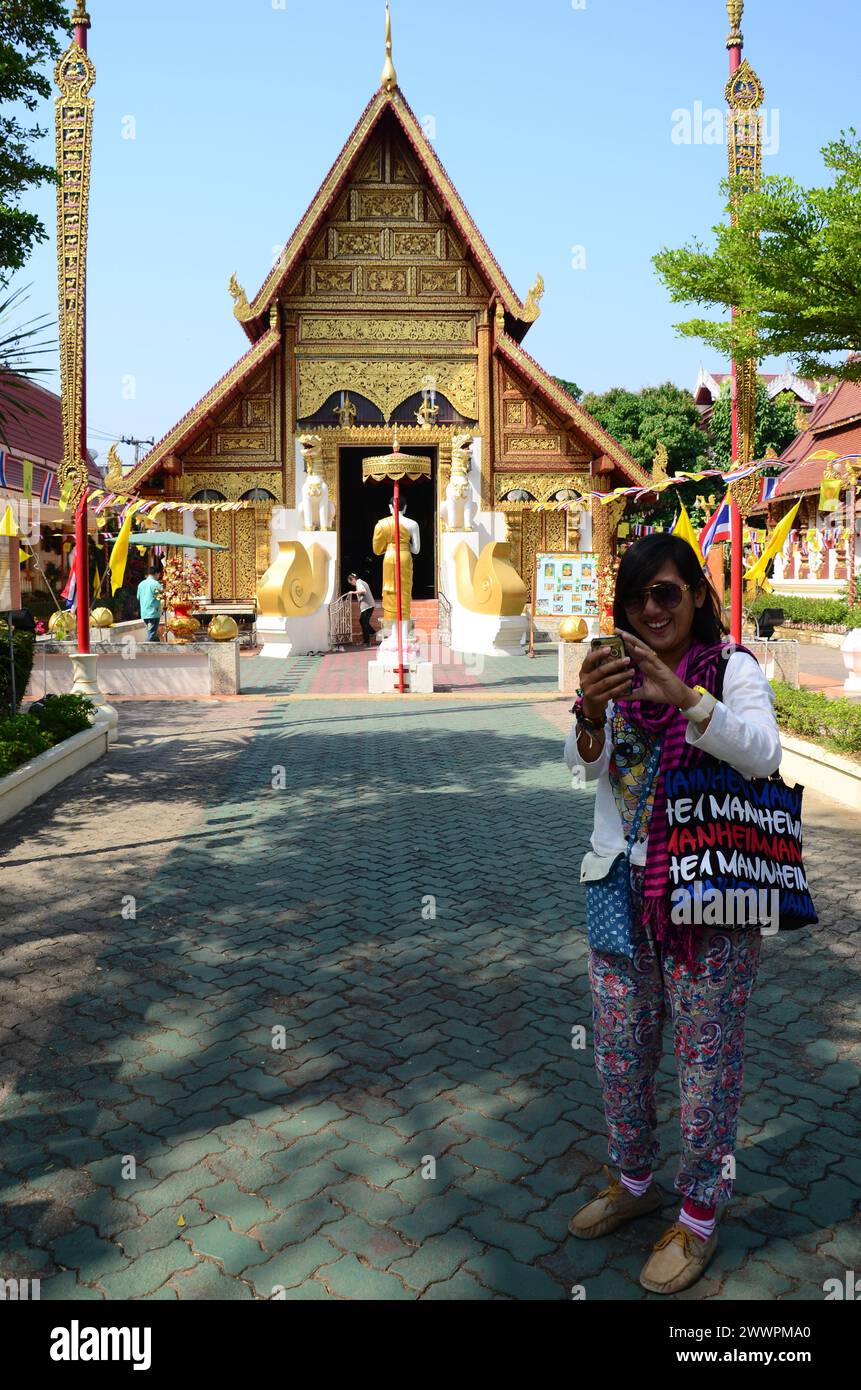 Thai travelers women people travel visit respect praying blessing wish ...