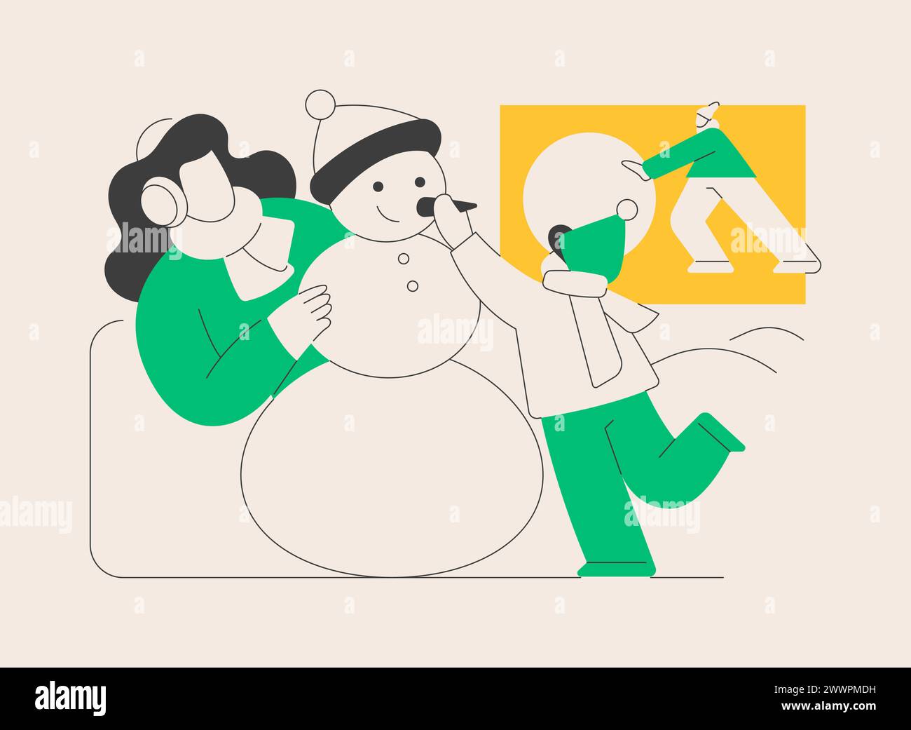 Building a snowman abstract concept vector illustration Stock Vector ...