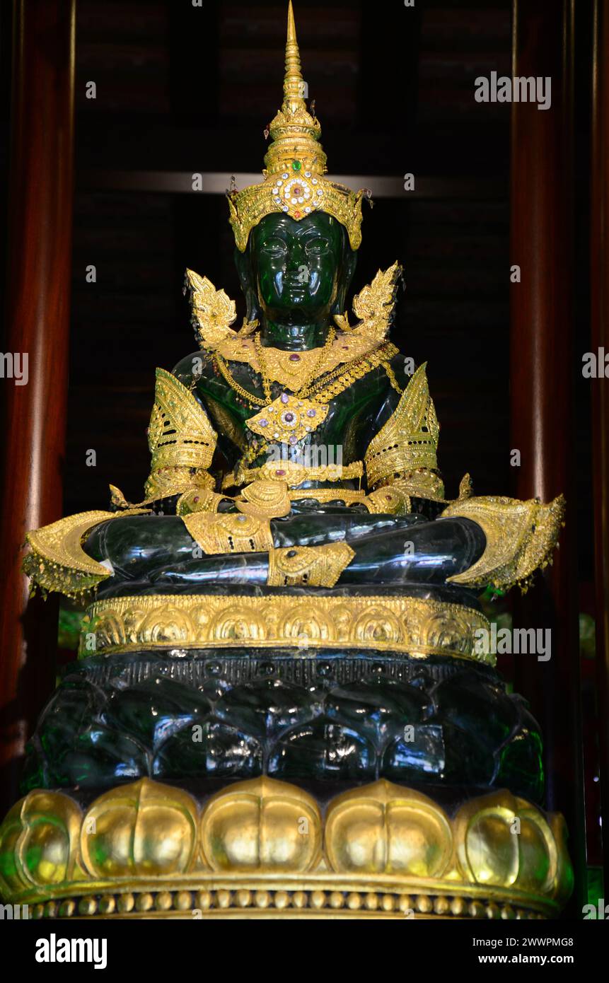 Ancient Emerald Buddha statue or Phra Kaeo Morakot for thai people ...