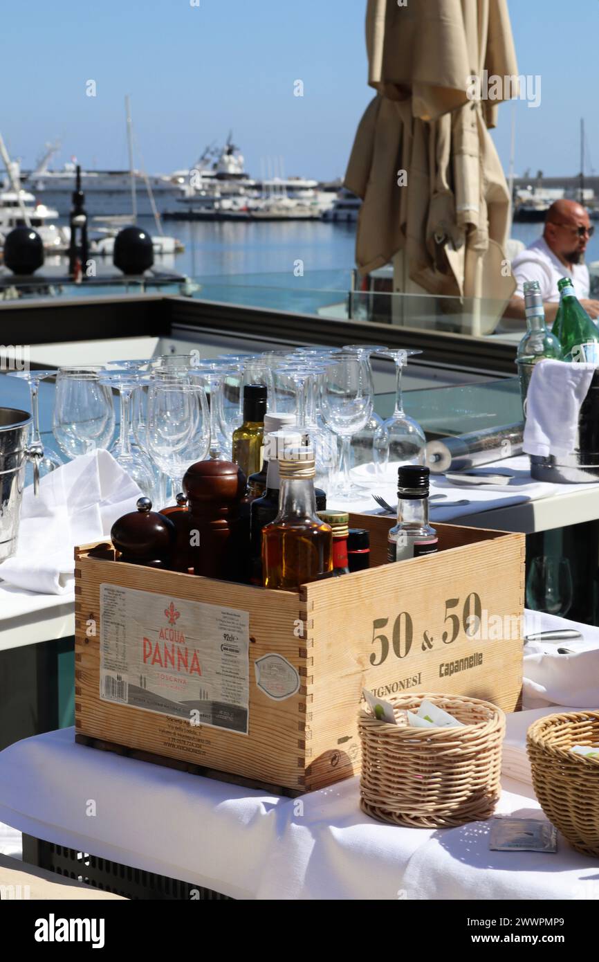 French Riviera, Drinks by Port Hercules, Monaco Port on a Sunny Day ...