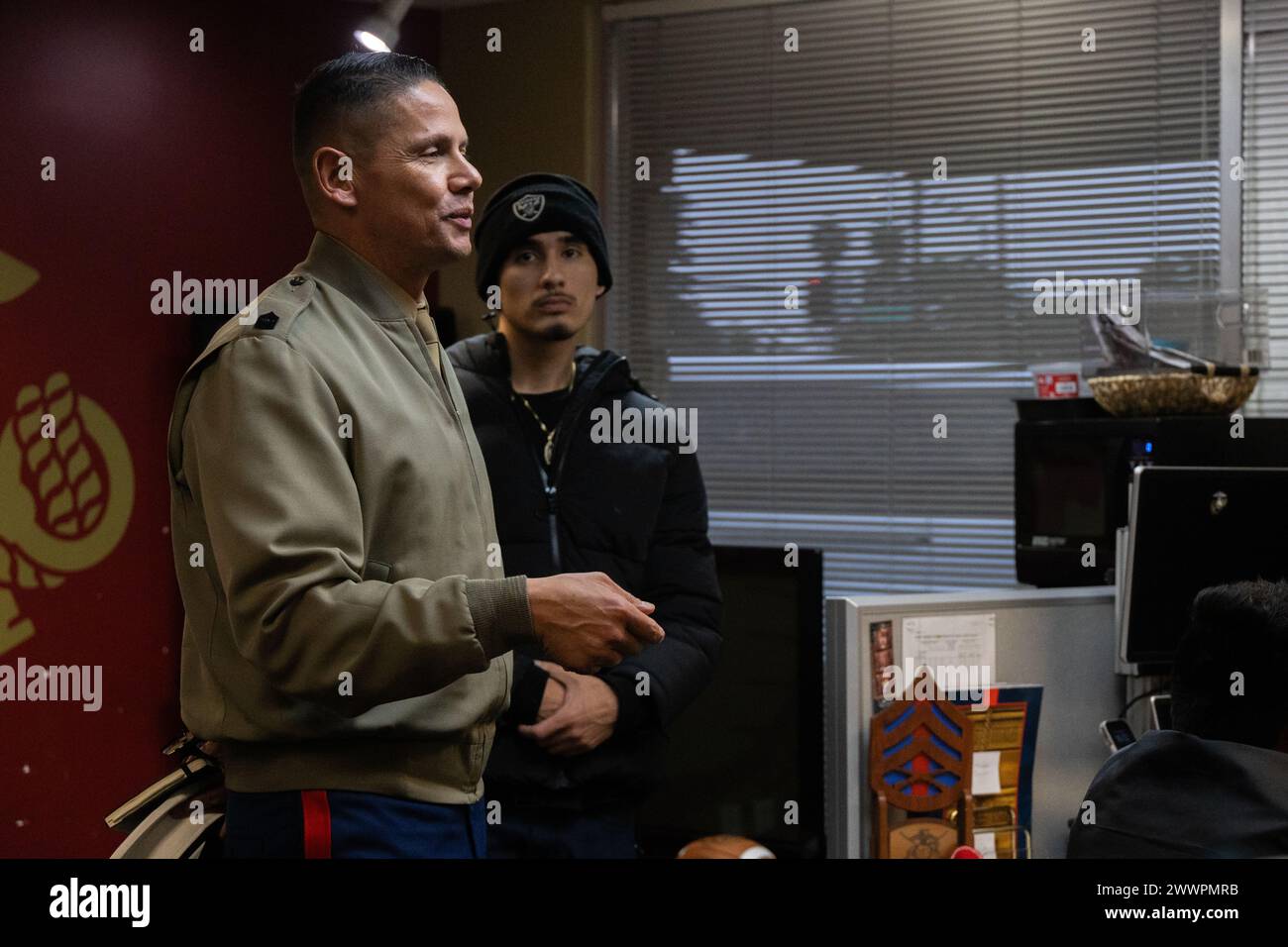 U.S. Marine Corps Sgt. Maj. Carlos Ruiz, the 20th Sergeant Major of the Marine Corps, speaks ...