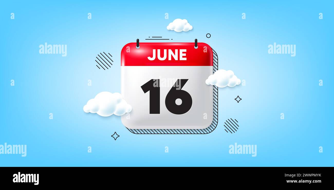 16th day of the month icon. Event schedule date. Calendar date of June ...