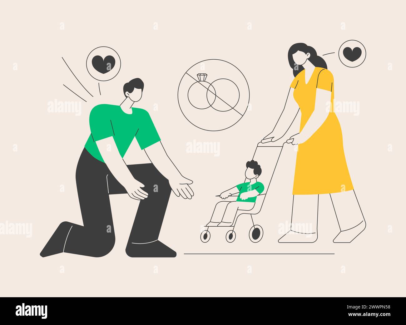 Unmarried parents abstract concept vector illustration Stock Vector ...