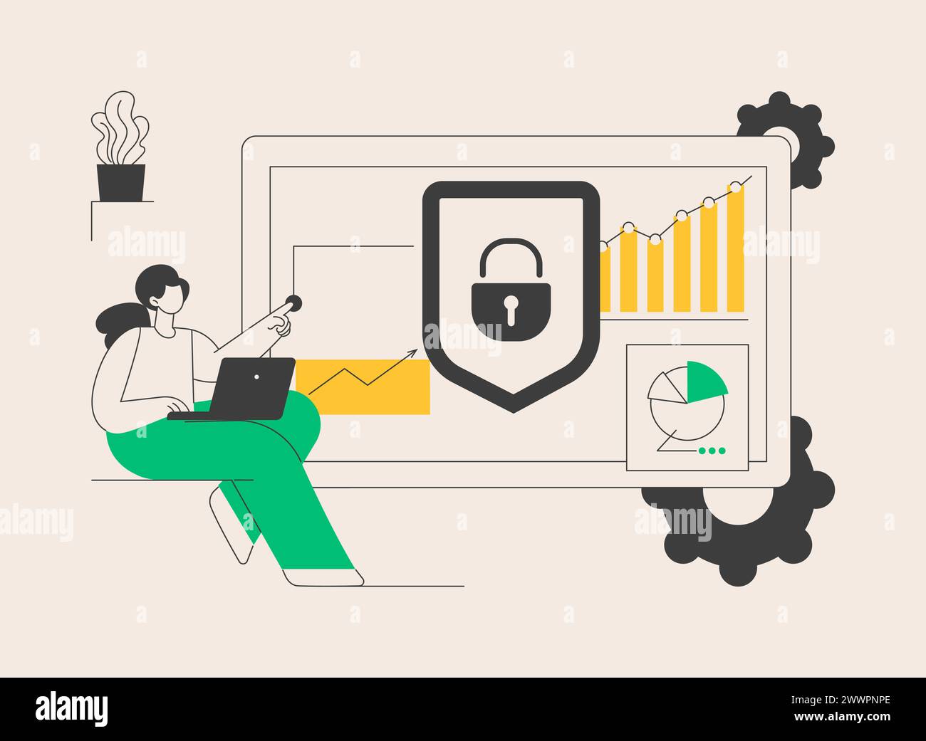 Cyber security risk management abstract concept vector illustration ...