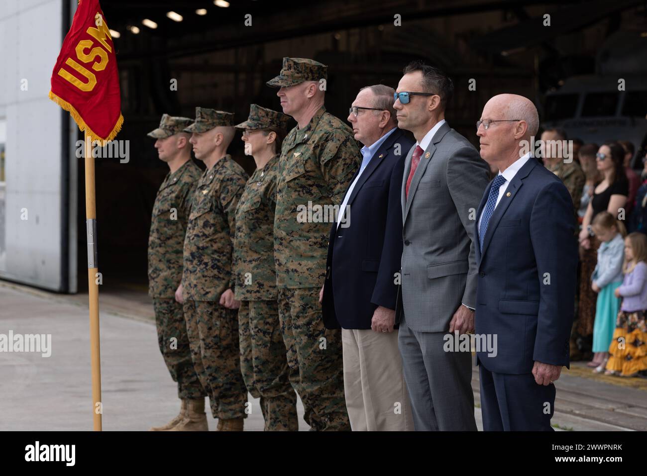 The oncoming, outgoing, and previous commanding officers of U.S. Marine ...