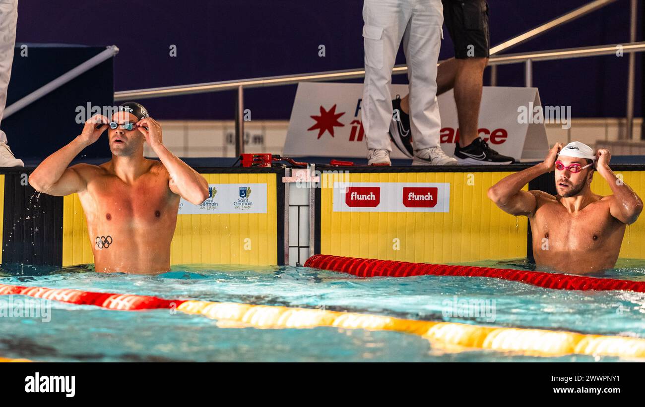 Michael ANDREW (USA) and Mewen TOMAC (FRA), men 50m backstroke final ...