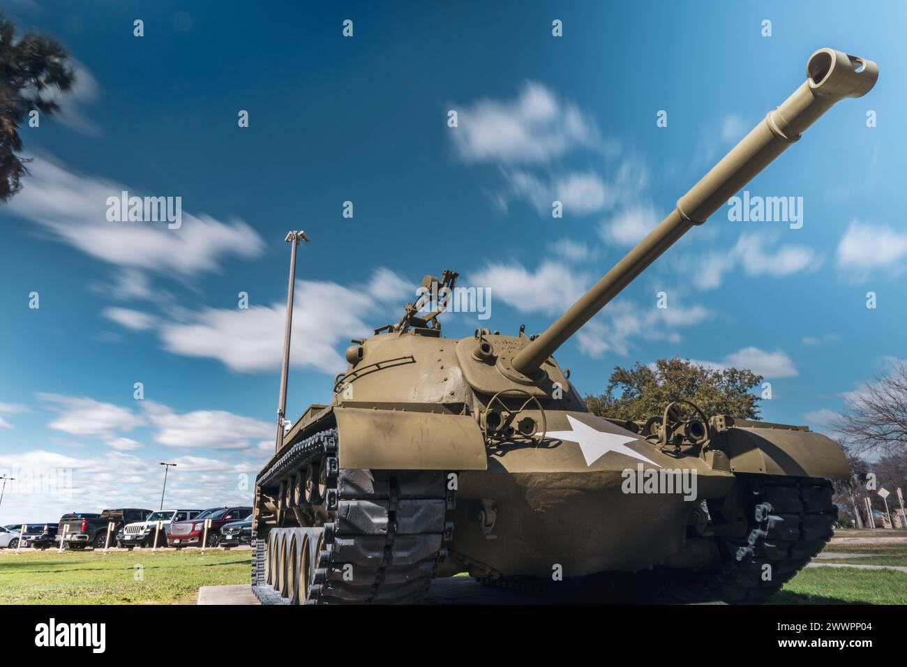 An M48 Patton tank static display sits next to U.S. Army North ...