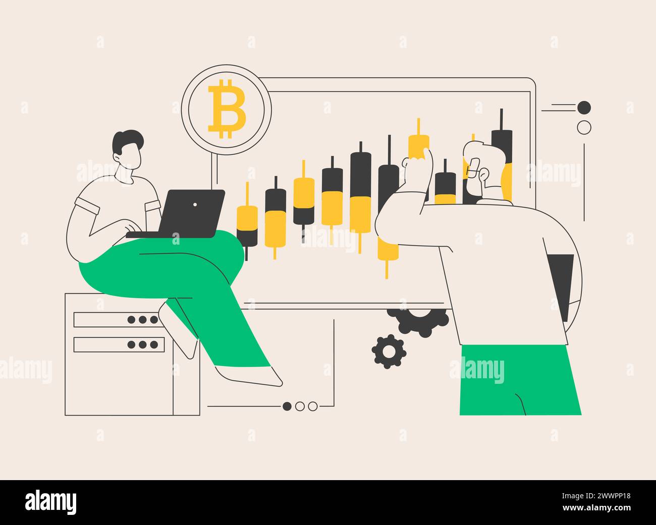 Cryptocurrency trading desk abstract concept vector illustration Stock ...