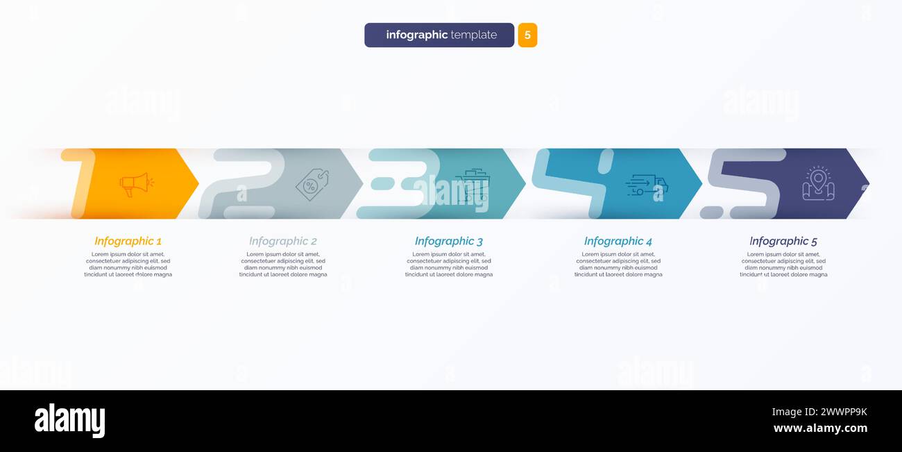 Vector infographic template composed of 5 numbered arrows Stock Vector ...