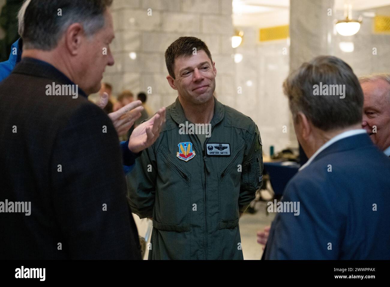 388th Fighter Wing commander Col. Michael Gette engages with Utah State ...