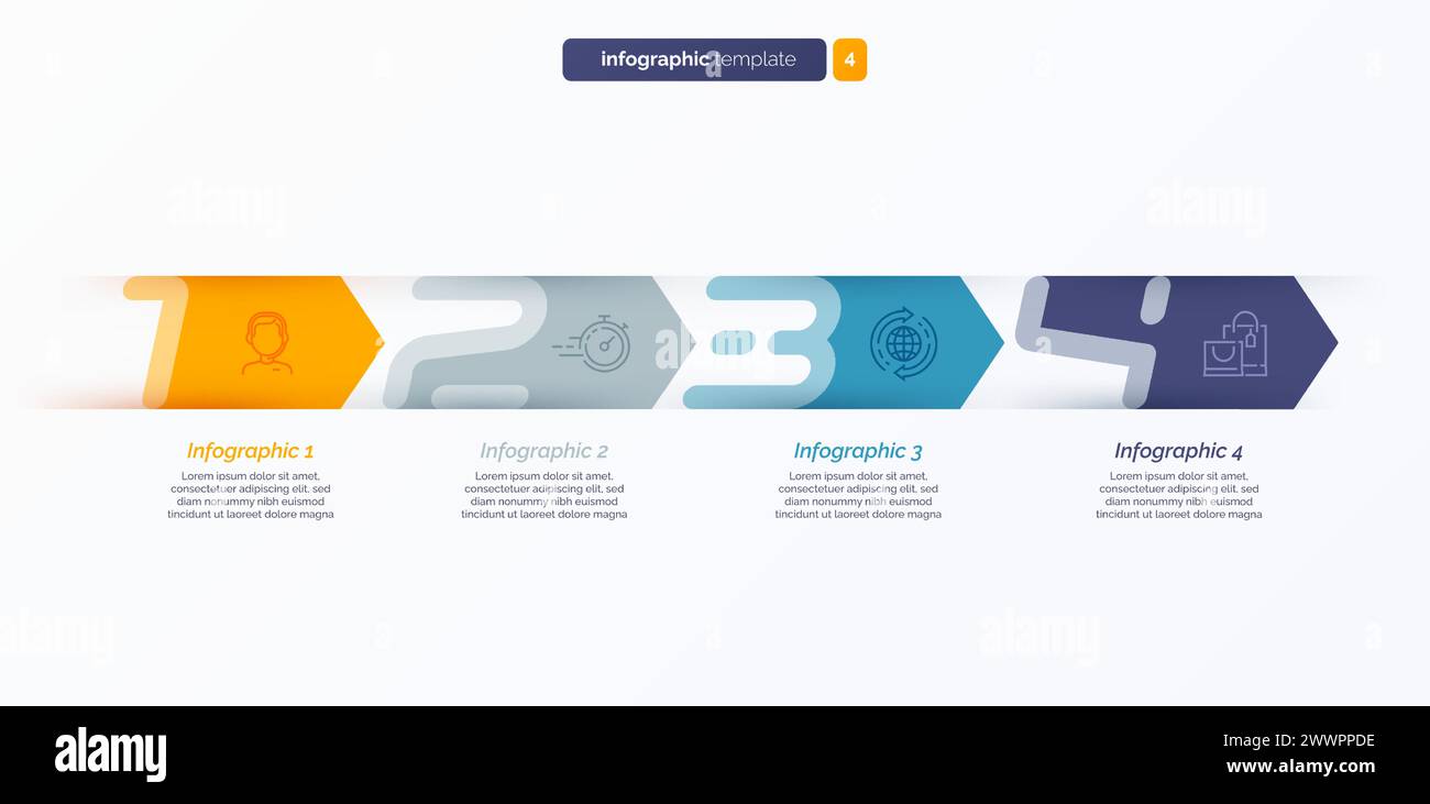 Vector infographic template composed of 4 numbered arrows Stock Vector ...