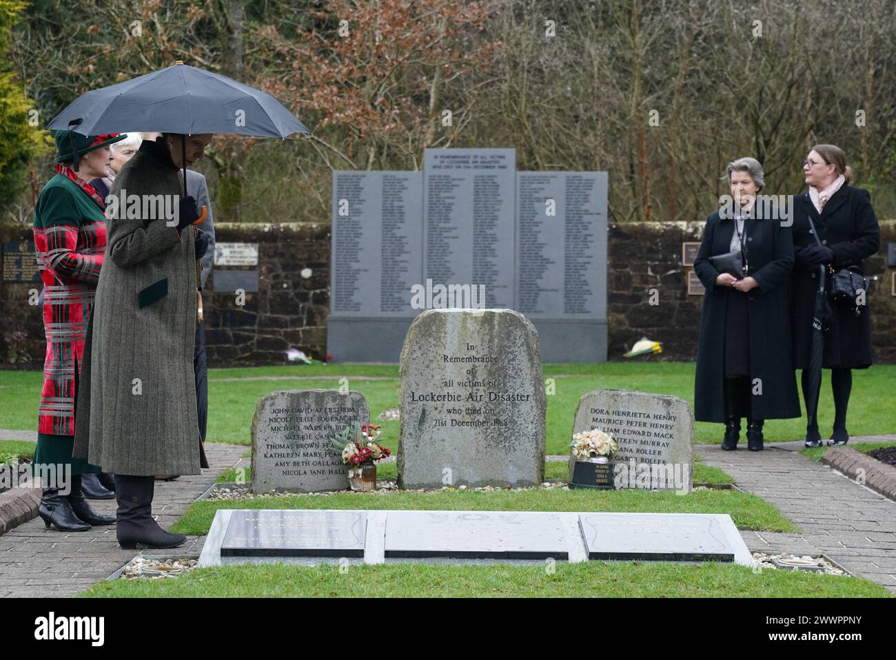 The Princess Royal lays a wreath at the Lockerbie Air Disaster Memorial ...