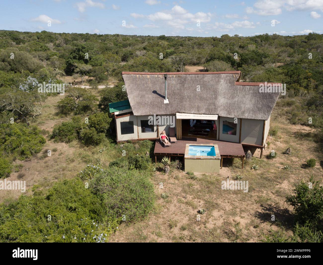 Aerial views of Amakhala luxury bush lodge accomodation with swimming ...