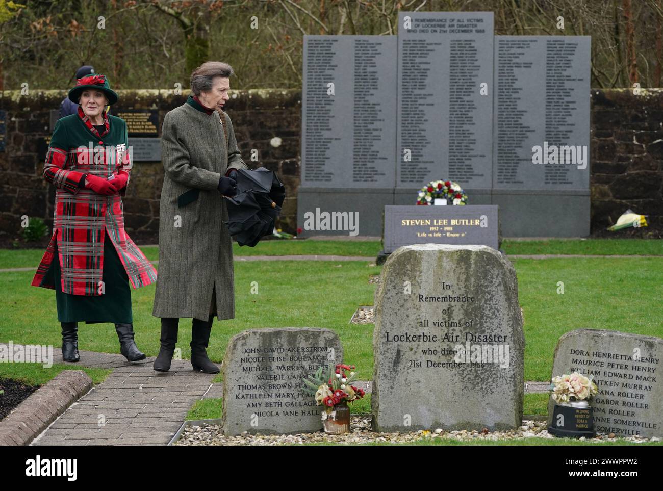 The Princess Royal lays a wreath at the Lockerbie Air Disaster Memorial ...