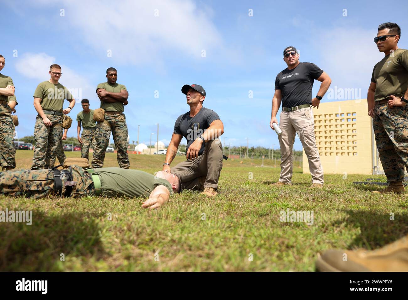 U.S. Marines stationed on Marine Corps Base (MCB) Camp Blaz receive ...