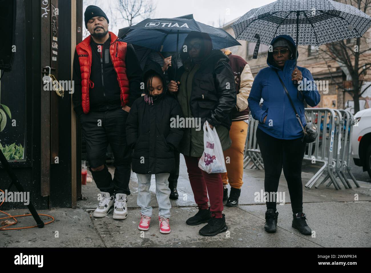 New York, USA. 20th Mar, 2024. Crime scene tape is still visible ...