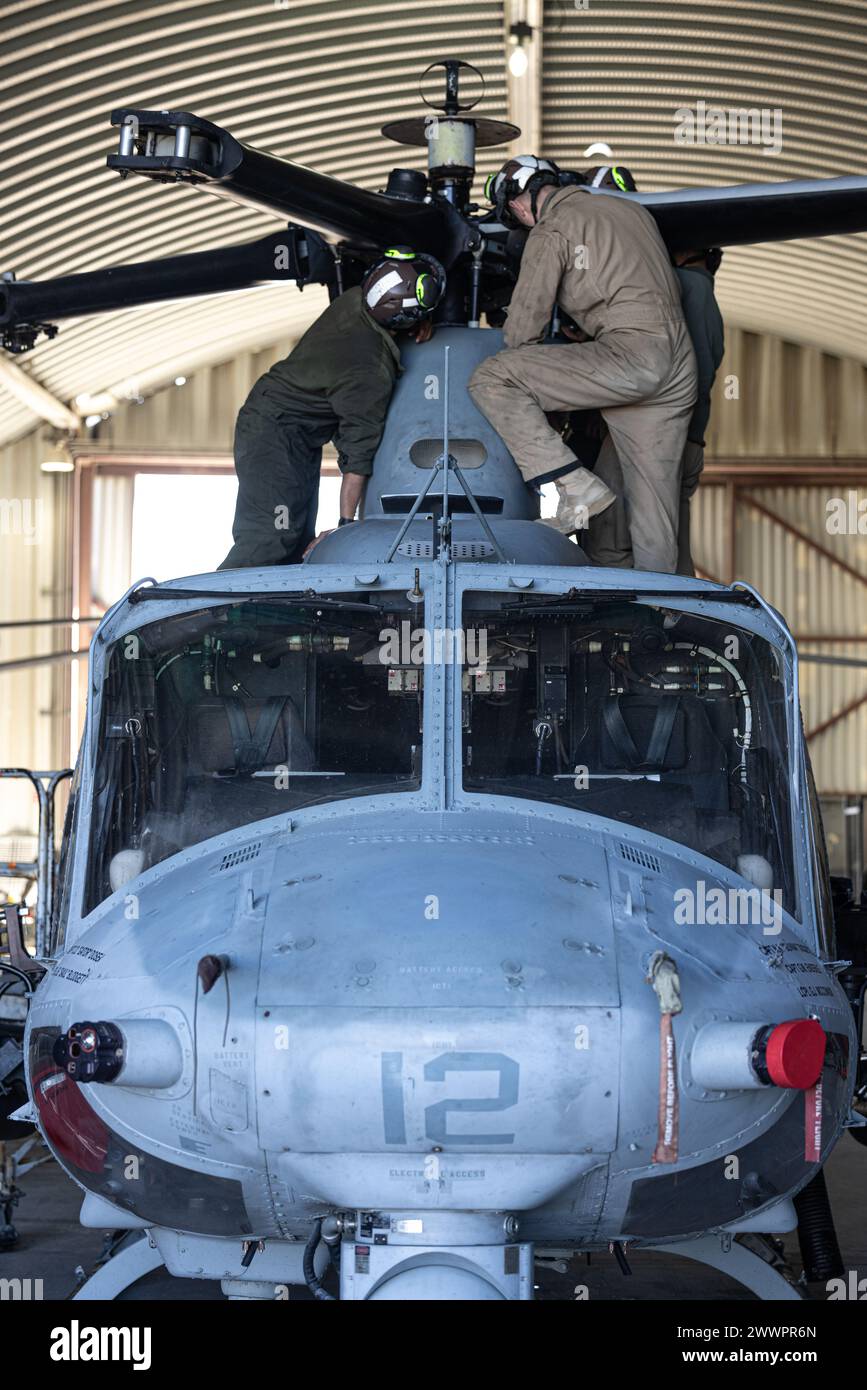 U.S. Marines with Marine Light Attack Helicopter Squadron (HMLA) 267 ...