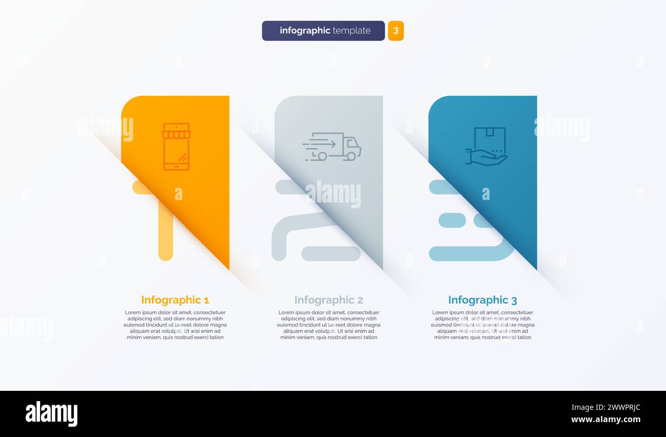 Vector number infographic template composed of 3 labels Stock Vector ...