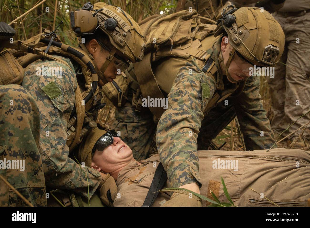 U.S. Marine Corps Cpl. Gary Yellott, left, and Cpl. James Riley, right ...