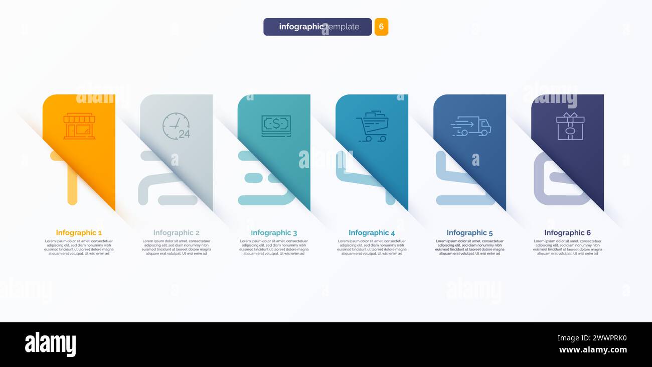 Vector number infographic template composed of 6 labels Stock Vector ...