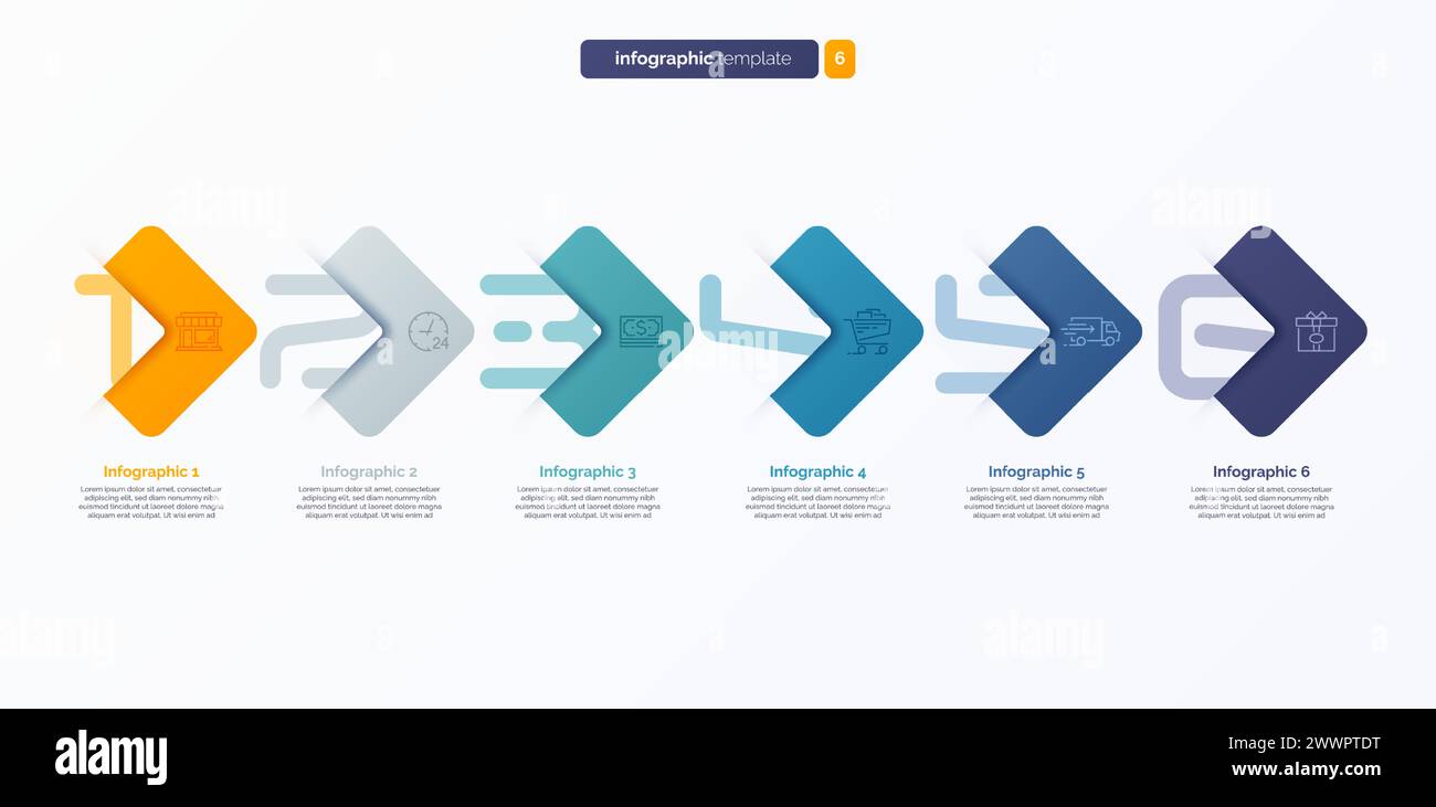 Vector number infographic template composed of 6 labels Stock Vector ...