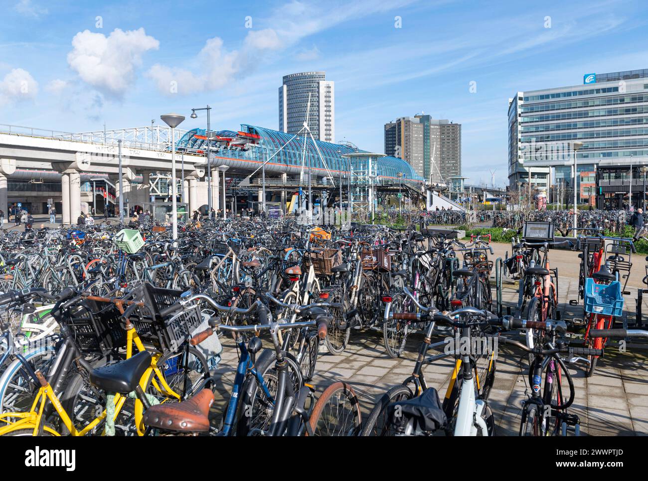 Amsterdam The Netherlands 25th March 2024 Bikes parked in racks outside ...