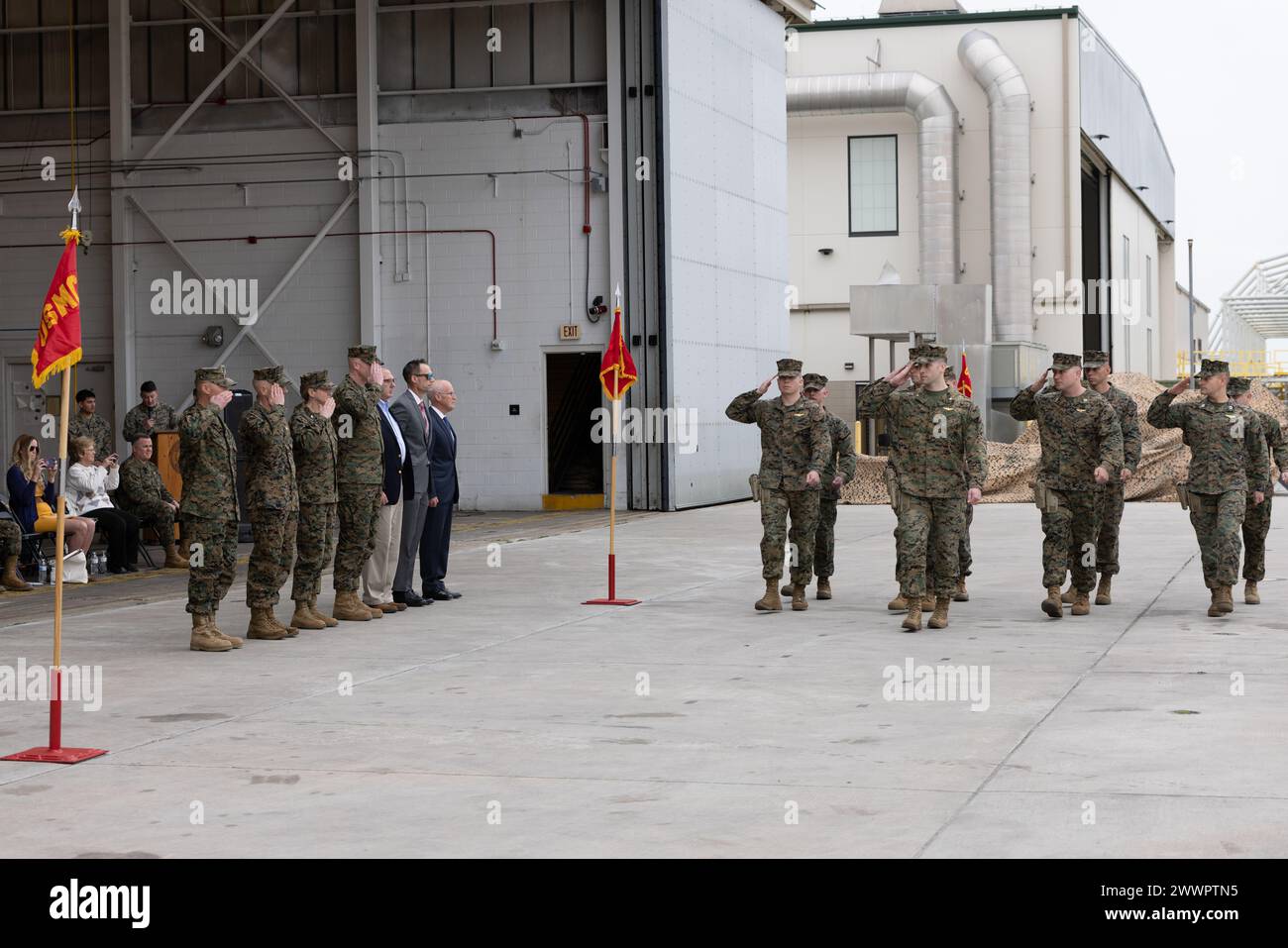 U.S. Marines with Marine Heavy Helicopter Squadron (HMH) 464 march in ...