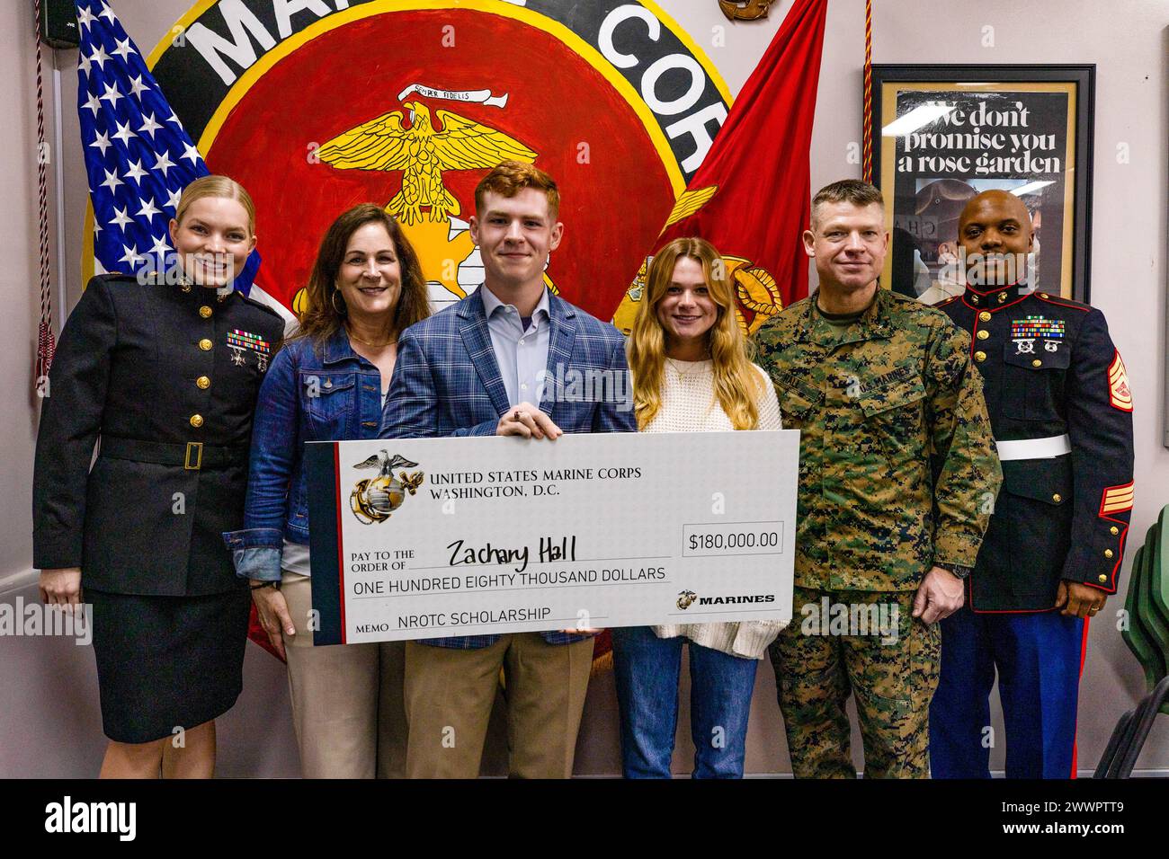 U.S. Marine Corps Maj. Shannon Gross, left, Recruiting Station San Diego commanding officer ...