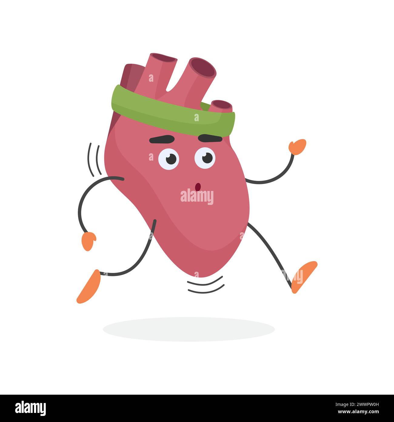 Heart runner running marathon, healthy lifestyle of human organ ...