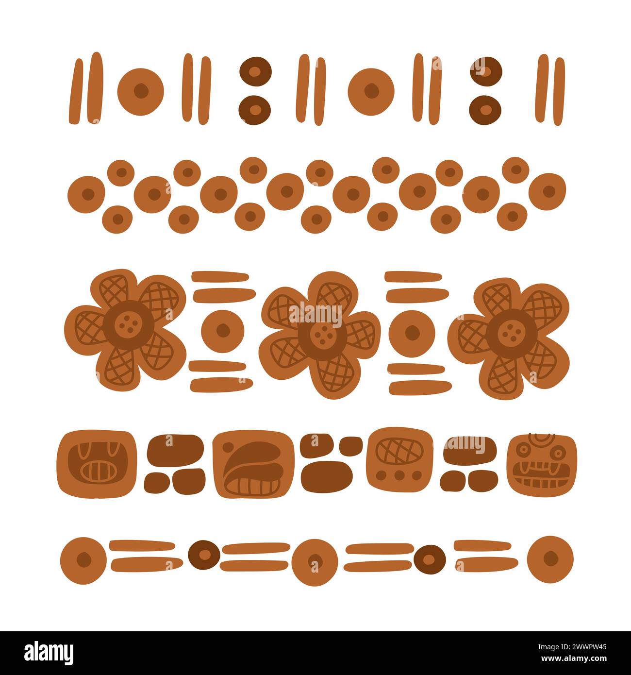 Maya civilization graphics decor. Tribal traditional elements. Native ...
