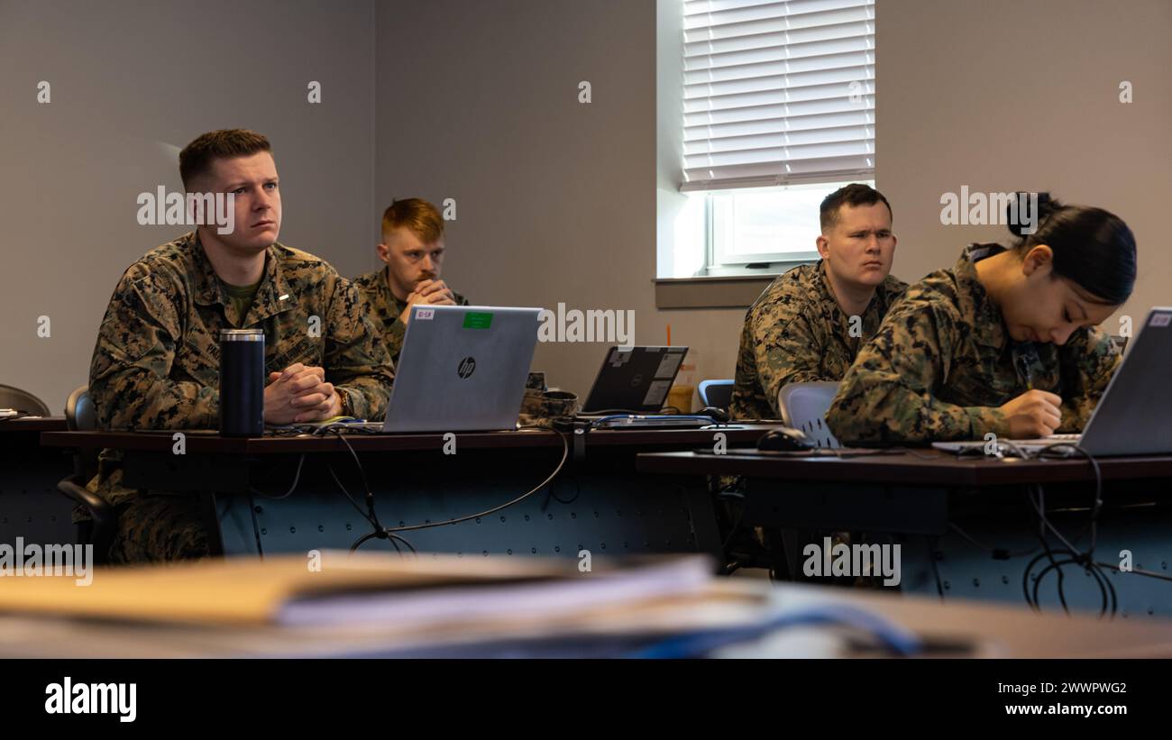 U.S. Marines with II Marine Expeditionary Force (II MEF) attend a class ...