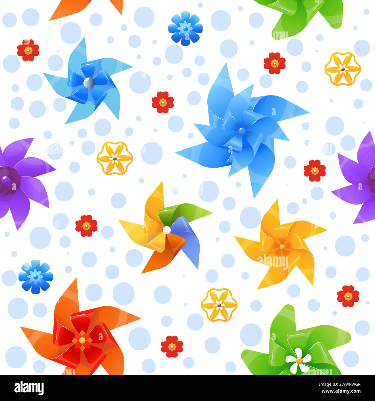 Color pinwheels seamless pattern. Cartoon windmills toys. Repeated ...