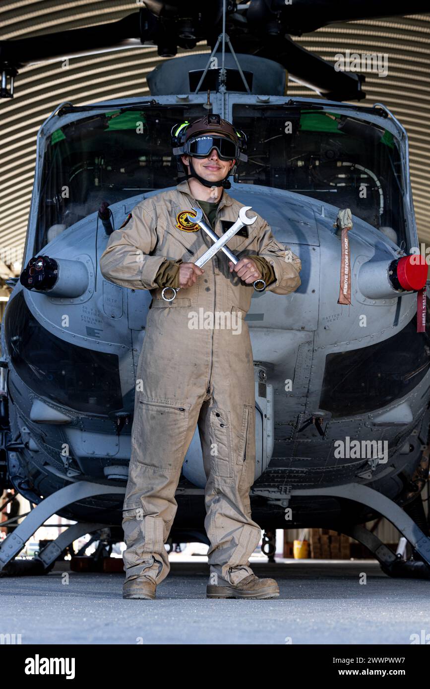 U.S. Marine Corps Sgt. John Roush, a Pensacola, Florida native, UH-1Y ...