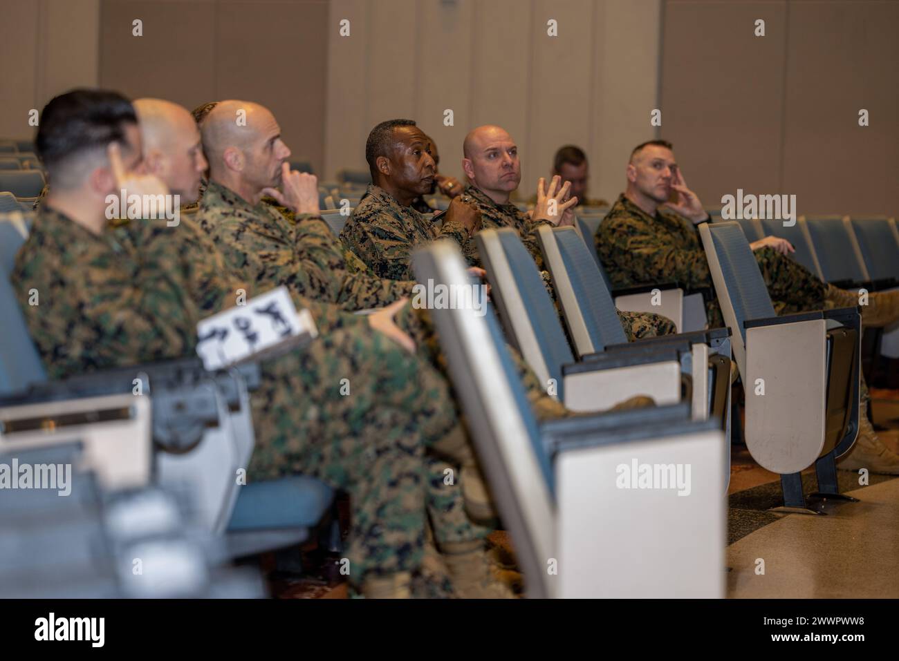 Marine Corps Base Quantico’s leadership attends a brief at Little Hall ...