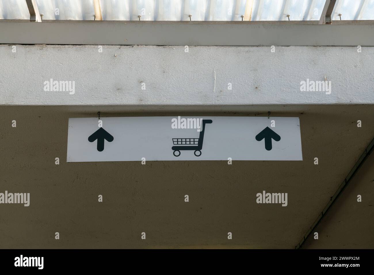 shopping cart the sign indicates where they are positioned, but it is ...