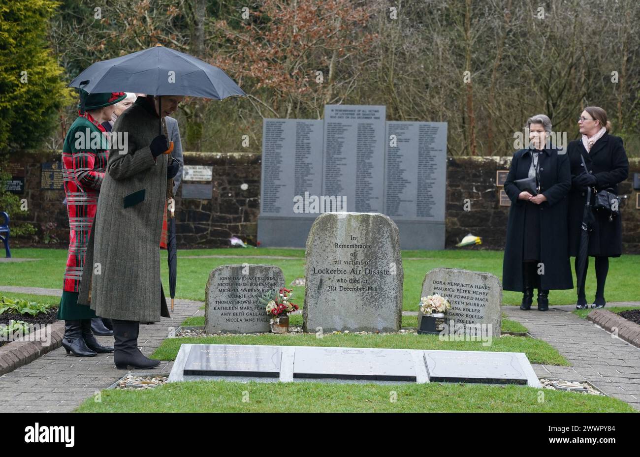 The Princess Royal lays a wreath at the Lockerbie Air Disaster Memorial ...