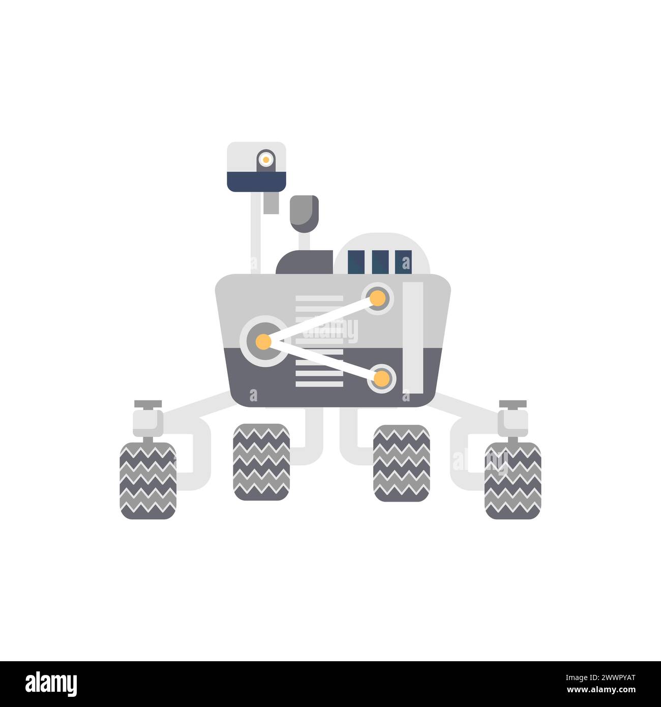 Lunar rover front view, robot with camera and antenna, camera and ...