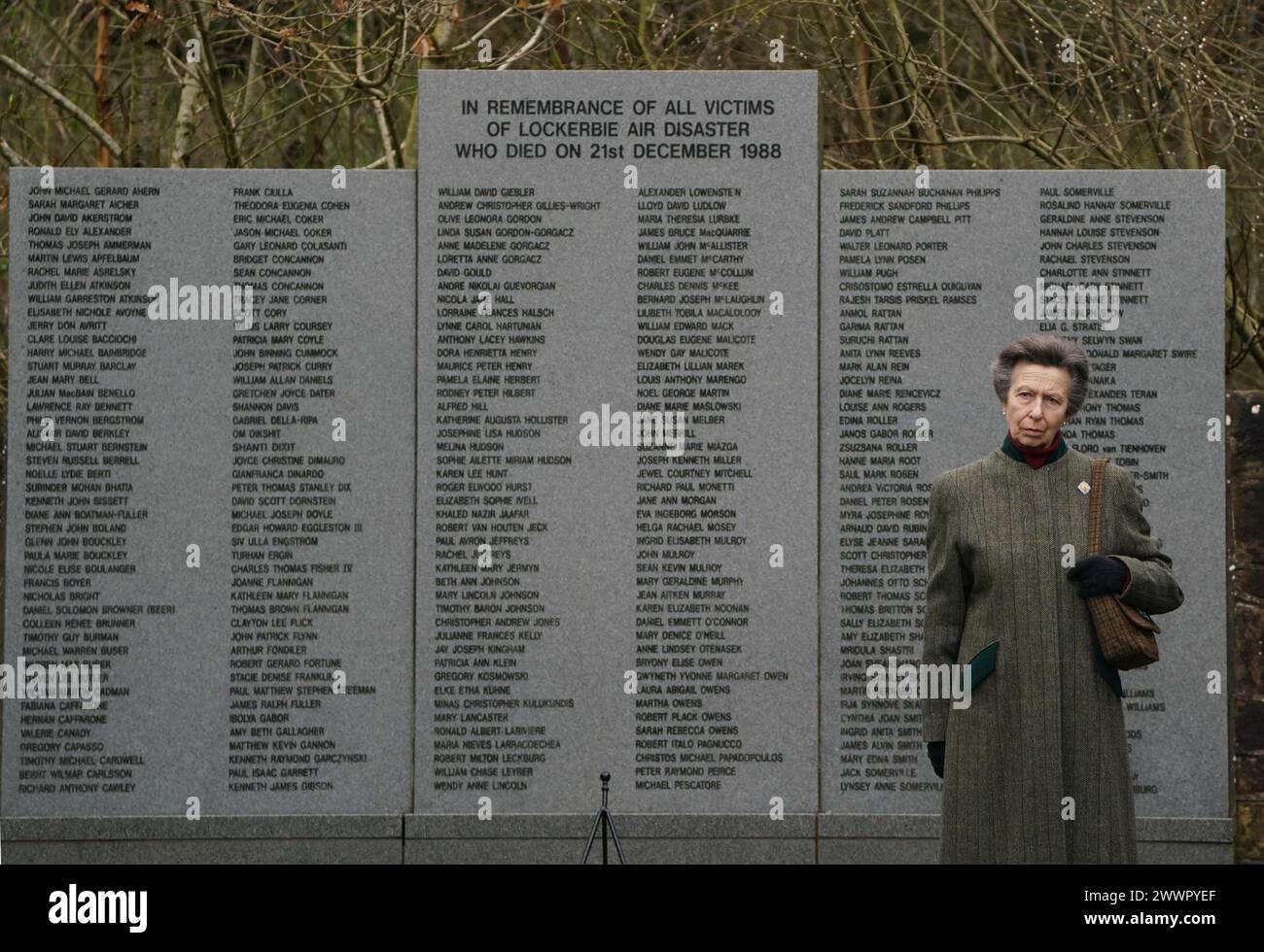 The Princess Royal lays a wreath at the Lockerbie Air Disaster Memorial ...