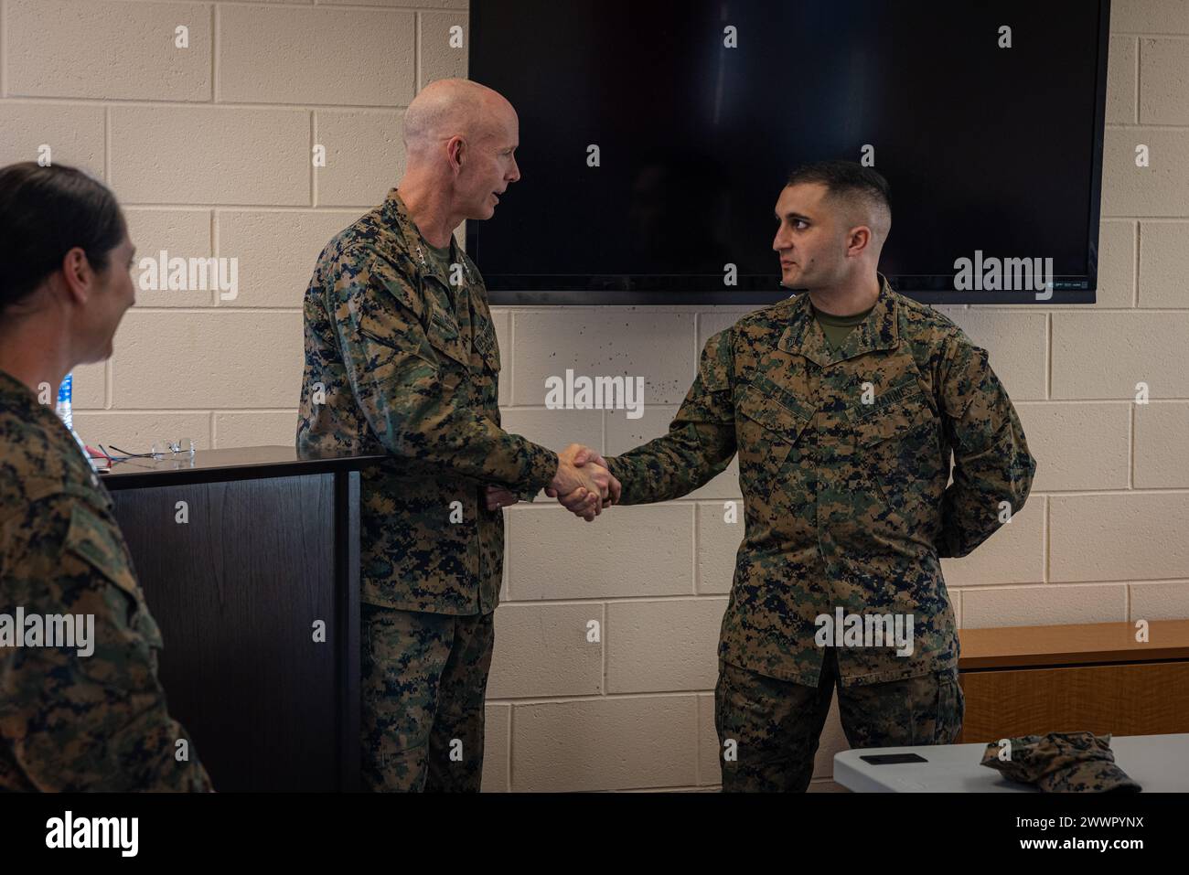 U.S. Marine Corps Lt. Gen. James Glynn, left, deputy commandant for ...