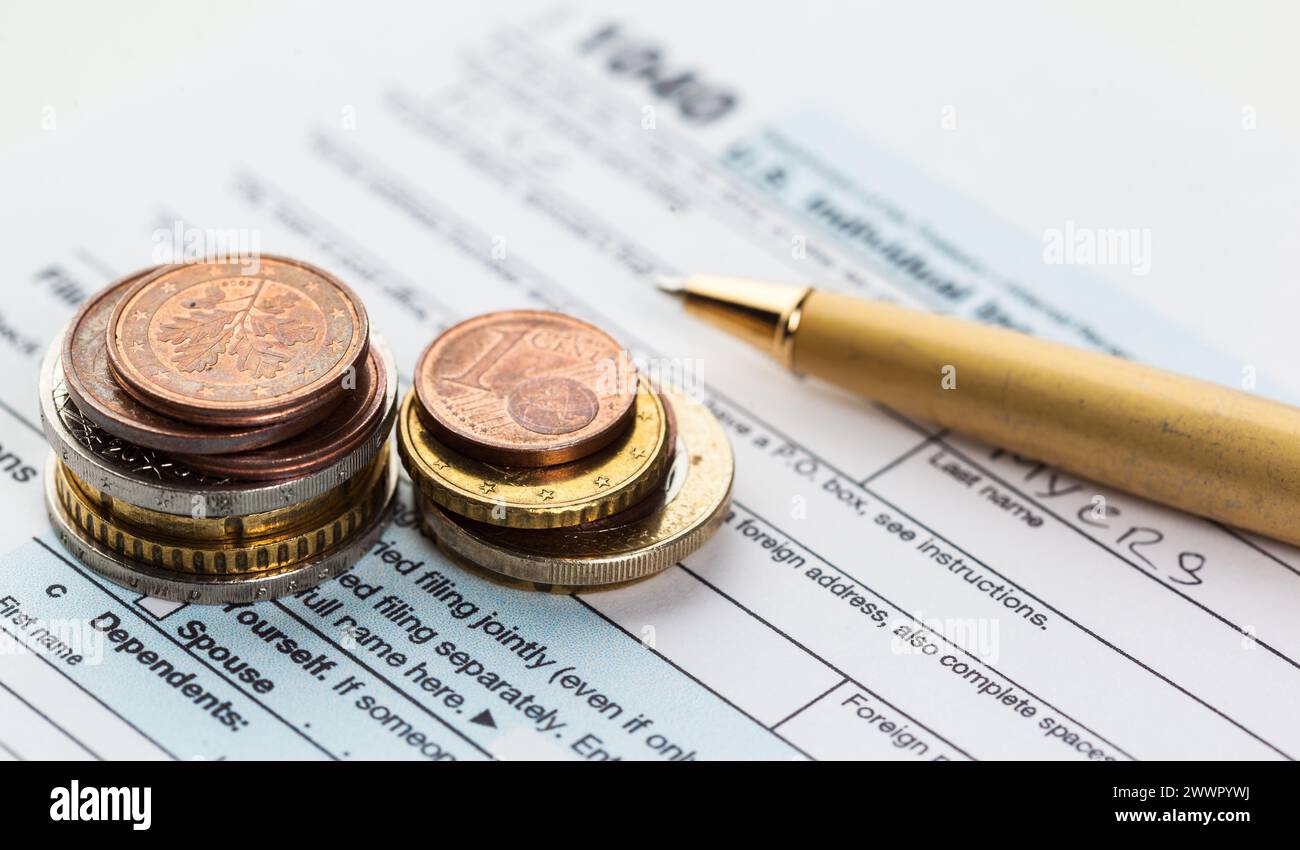Graph Of Stock Market With Stacks Of Coins Stock Photo - Alamy