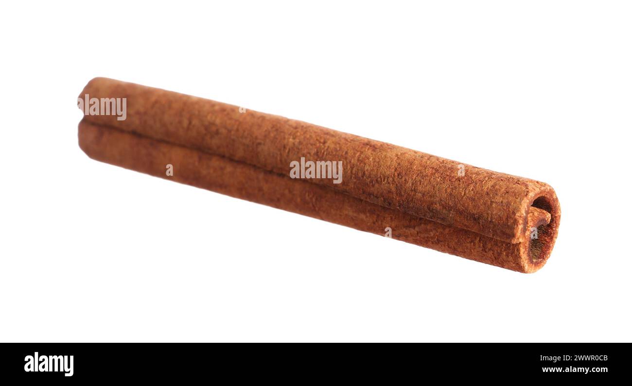 One aromatic cinnamon stick isolated on white Stock Photo - Alamy
