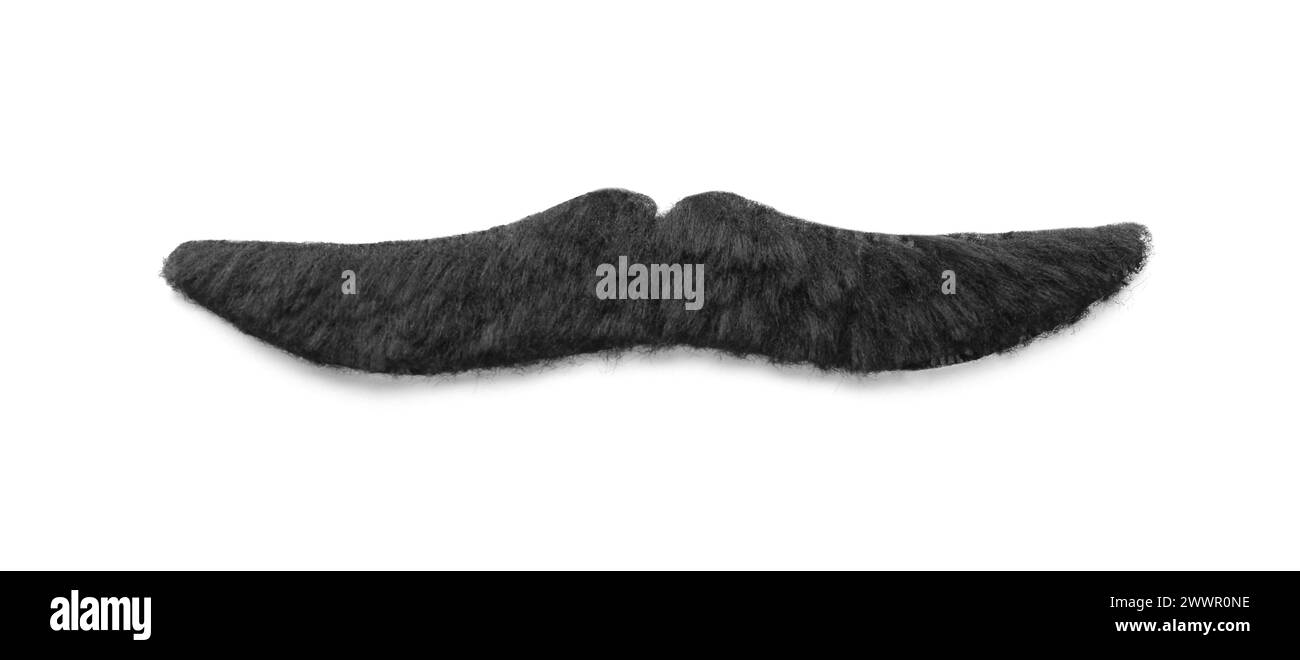 One funny fake mustache isolated on white, top view Stock Photo - Alamy