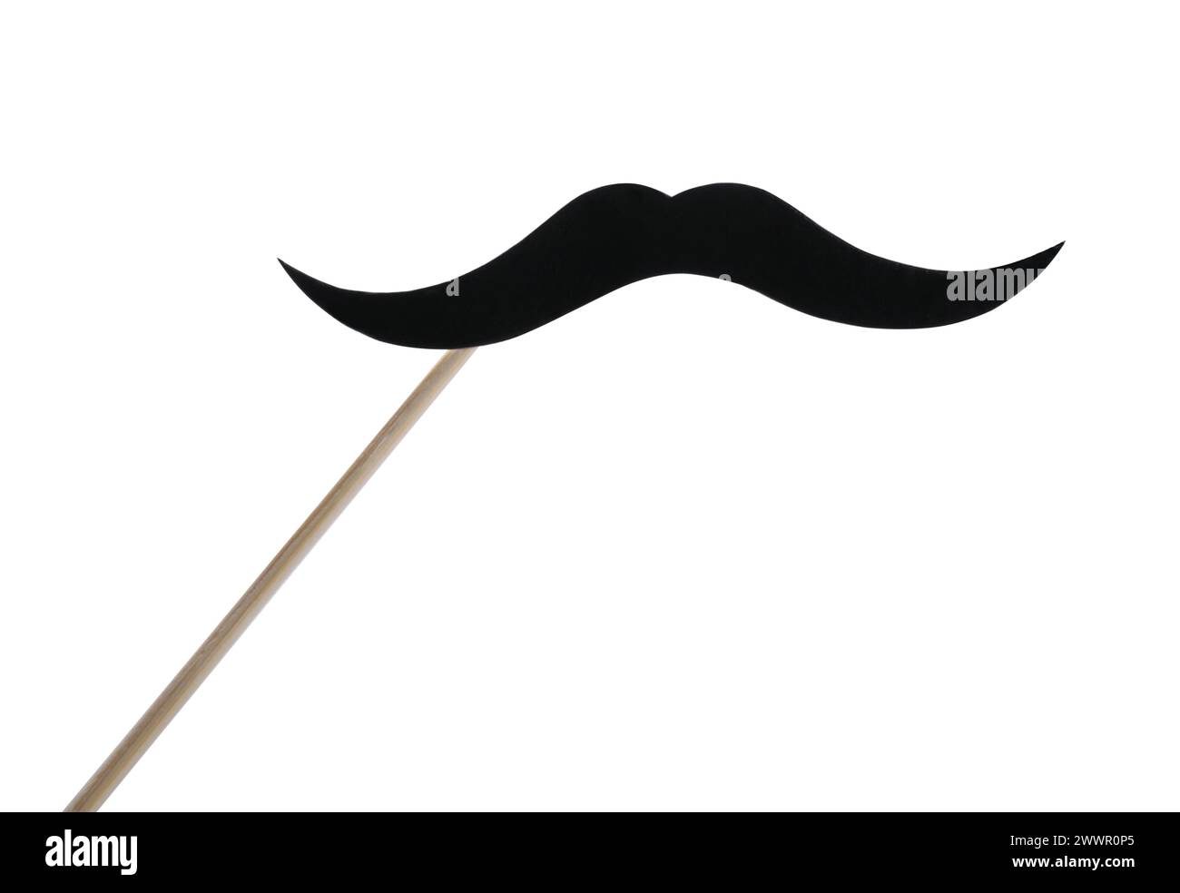 Fake paper mustache on stick against white background Stock Photo - Alamy